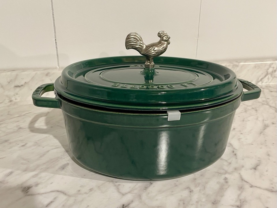 Staub Enamel Cast Iron Oval Dutch Oven 5 3/4 Qt. - Basil Color with ...