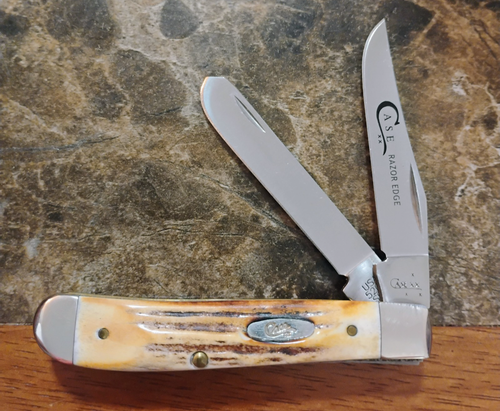 2007 CASE XX 5207 STAG MINI TRAPPER WITH CASE RAZORS EDGE BLADE ETCH ...