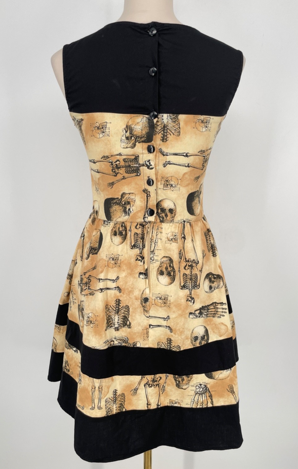 Folter women's S Bones skeleton button back dress sleeveless goth skull ...