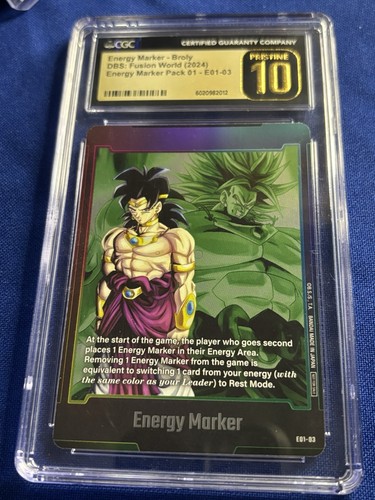 CGC Pristine 10 ⭐️ Broly E01-03 Energy Marker Fusion World Super DBS ...