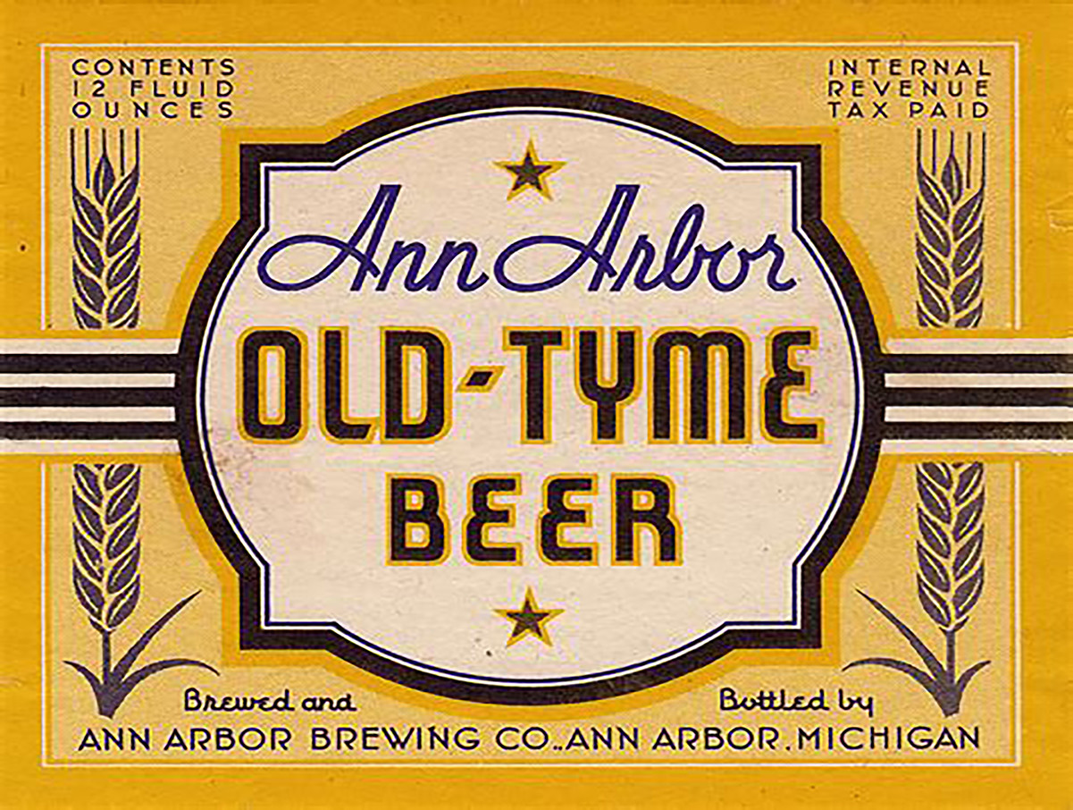 Ann Arbor Old Tyme beer label advertisement reproduction steel sign bar ...