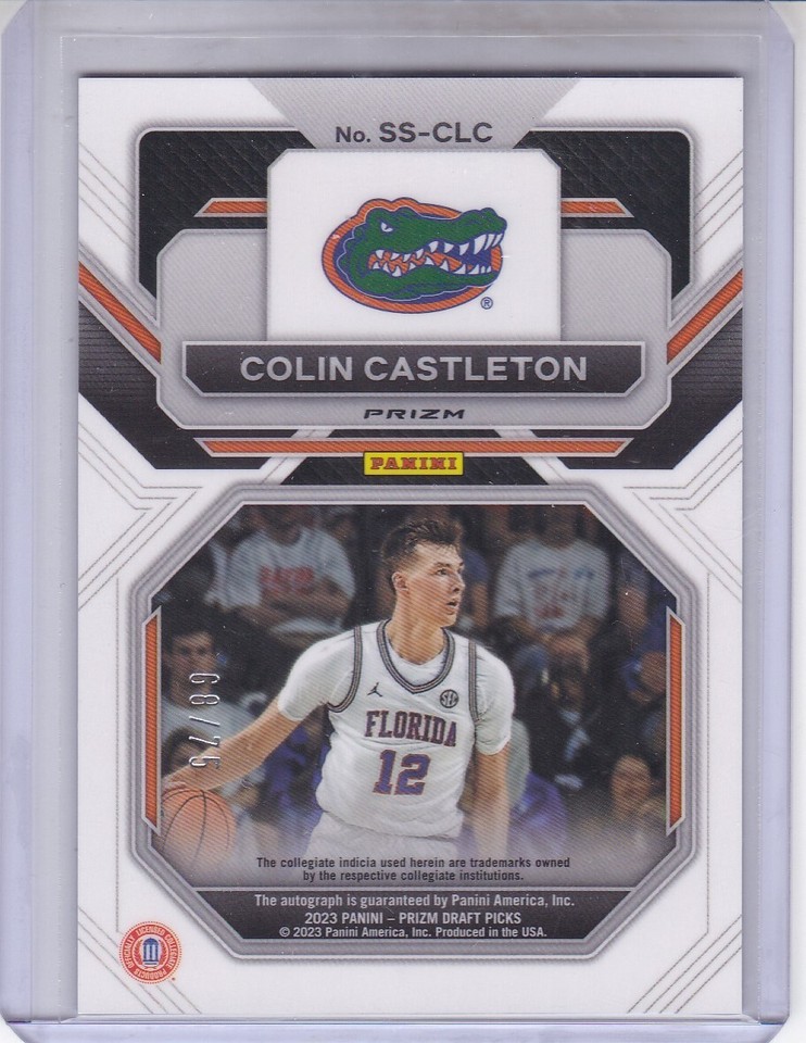 COLIN CASTLETON 2023-24 PRIZM DRAFT PICKS BLUE ICE AUTO RC #68/75 ...