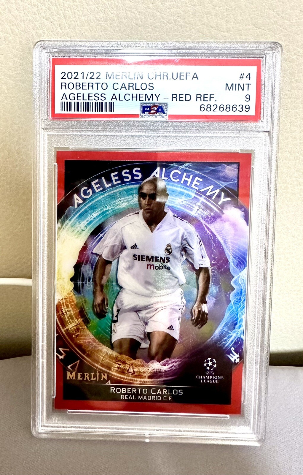 2021-22 Topps CHROME Merlin UEFA ROBERTO CARLOS AGELESS ALCHEMY RED 1/ ...