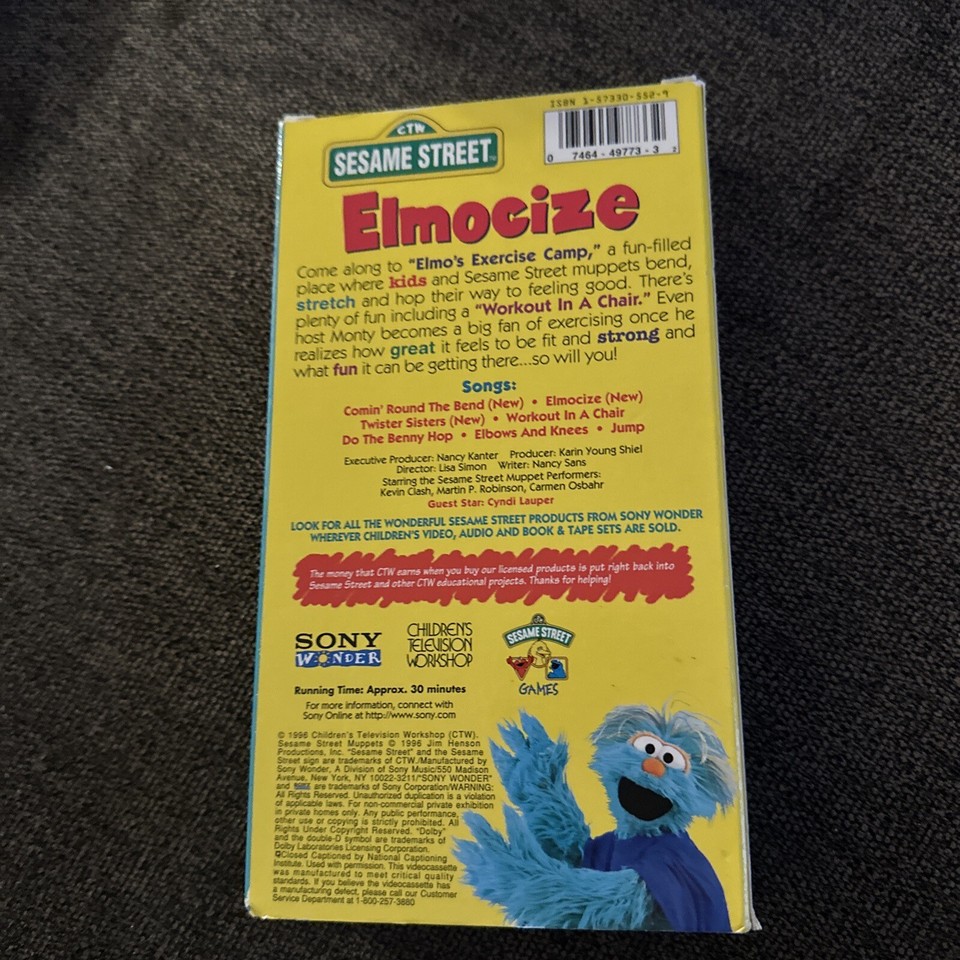 Elmocize VHS 1996 Elmo Kids Video Sesame Street Exercise Workout RARE ...