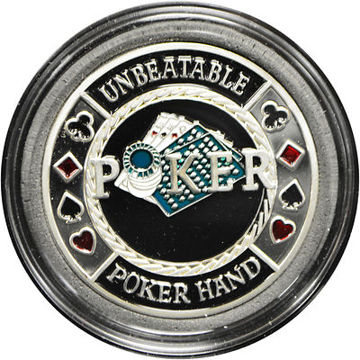 Casino Poker Card Guard Cover Protector UNBEATABLE POKER HAND silver ...