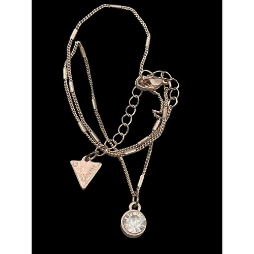 Guess Silver Tone Chain Necklace Rhinestone Pendant Jewelry | eBay
