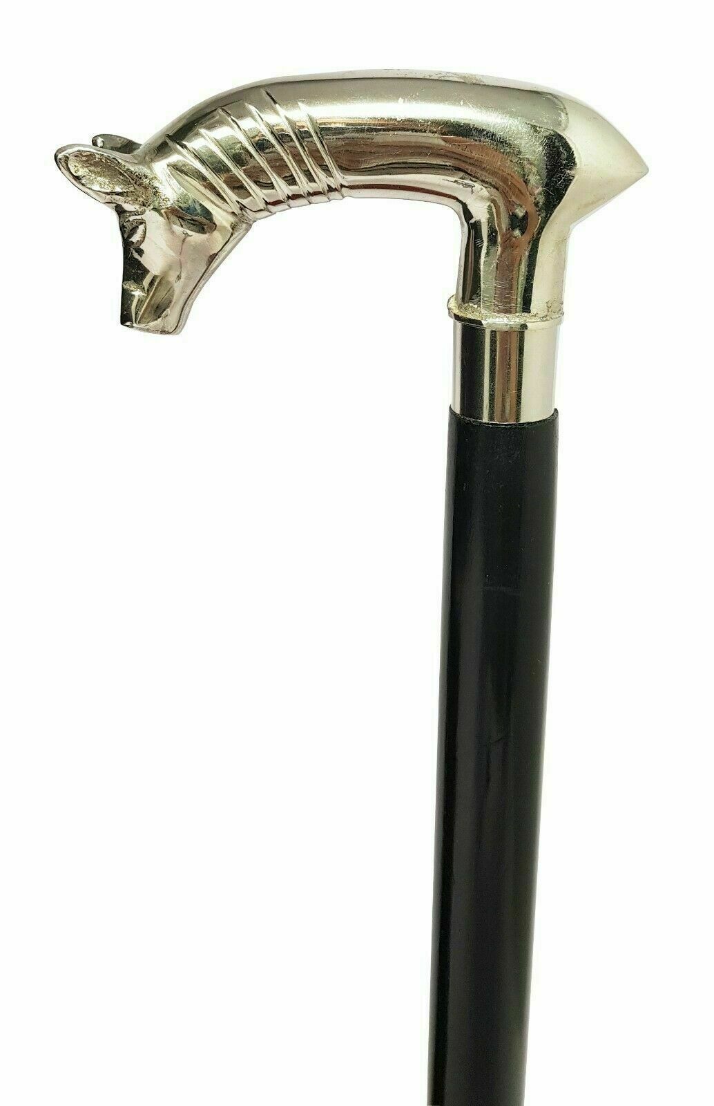 Vintage Silver Brass Pig Head Handle Antique Walking Stick Wooden ...