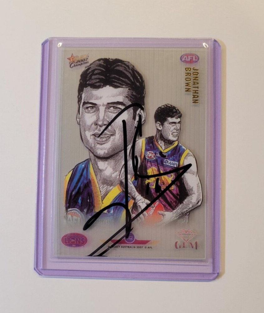 BRISBANE LIONS - JONATHAN BROWN SIGNED AFL SELECT 2007 SKETCH GEM CARD ...