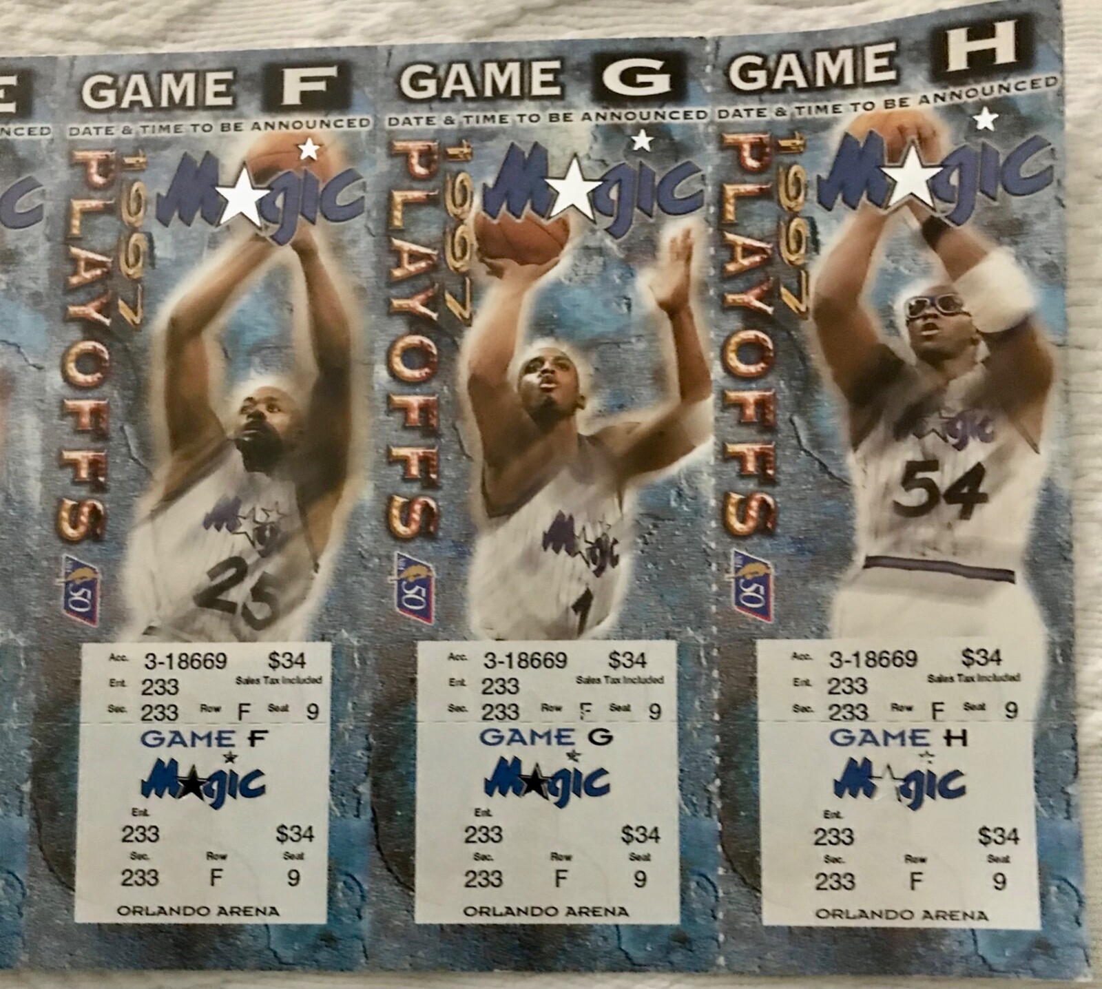 NBA Orlando Magic 1997 Playoff Tickets C/D/E/F/G/H | eBay