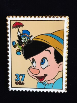 Disney Pinocchio Pin Jiminy Friendship Stamp First Day Issue Collection ...
