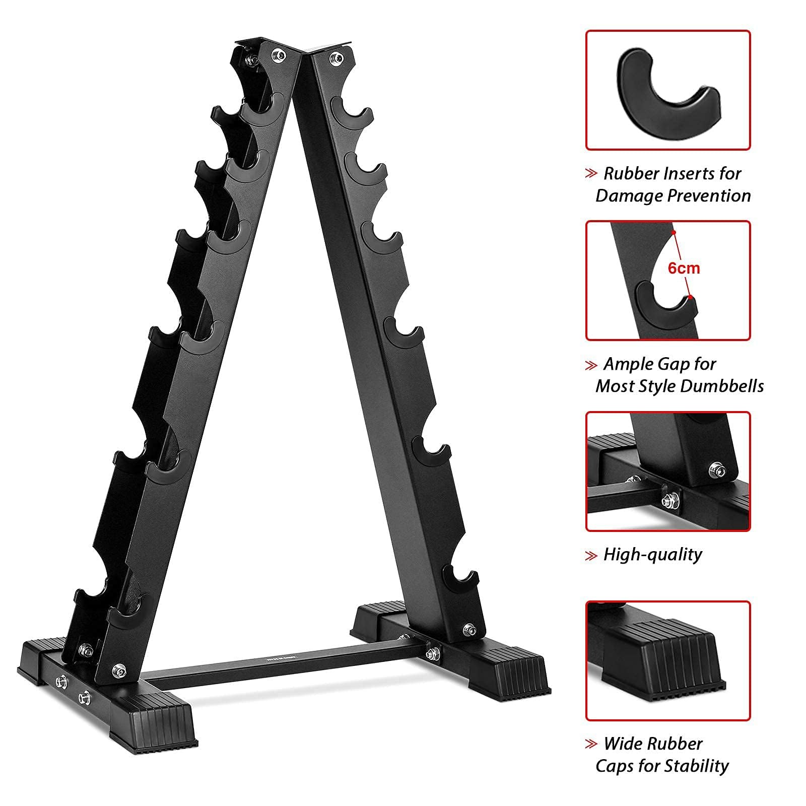 A-Frame Dumbbell Rack Stand Only, 6 Tier Weight Rack for Dumbbells (800 ...