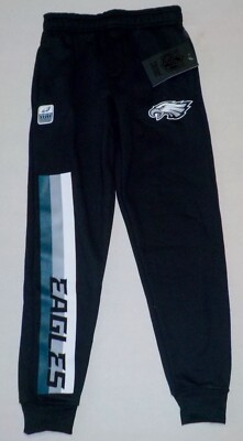 PHILADELPHIA EAGLES YOUTH SWEATPANTS S M L NWT BLACK POLYESTER BOYS ...