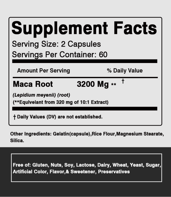 Maca Capsules 3200mg - Men's Health, Testosterone Booster, Energy ...