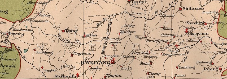 Kweichow (Guizhou) China province map. Kweiyang (Guiyang). STANFORD ...