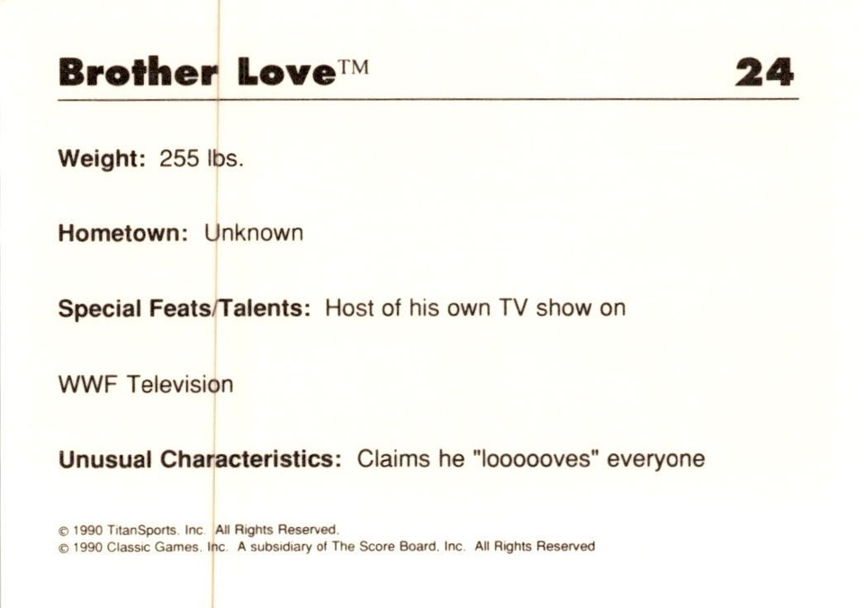 1990 Classic WWF #24 Brother Love | eBay