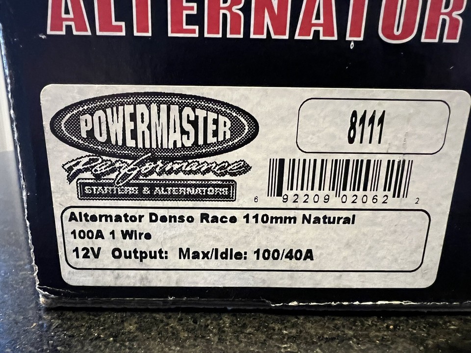 Powermaster 8111 Alternator Race Denso 12 V 100 Amps Internal Regulator ...