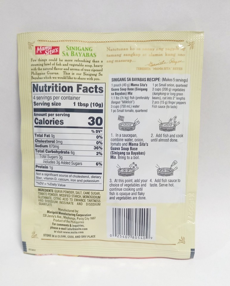 Mama Sita's Sinigang sa Bayabas (6 Packs x 40g) Guava Soup Base Mix | eBay