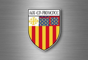 Sticker decal car coat of arms shield crest city france flag aix en ...