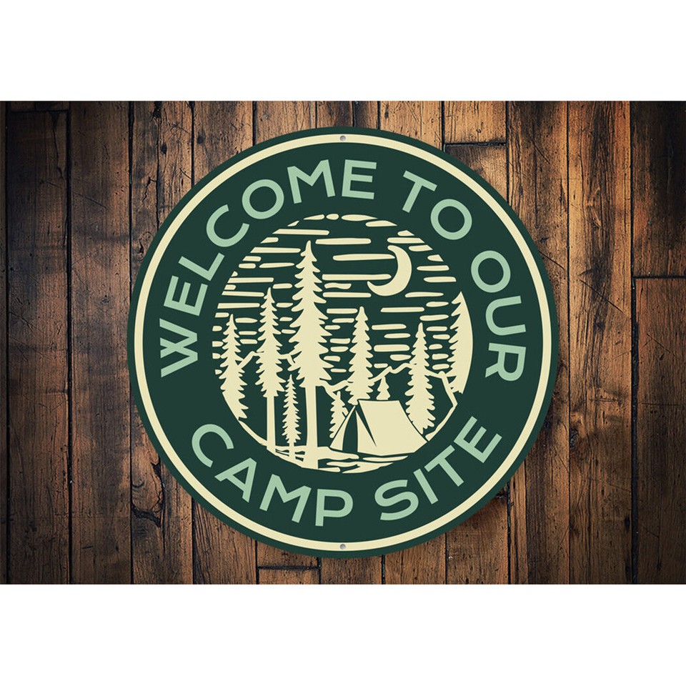 Camp Site Welcome Sign, Welcome to Our Camp Site, Tent Graphic Metal ...