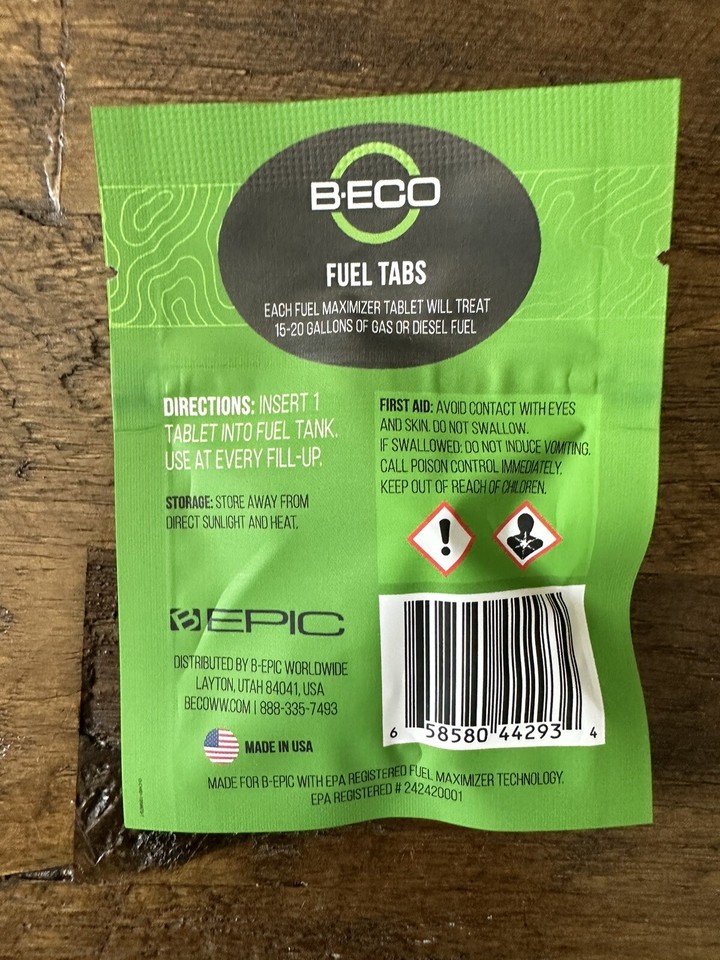 B-ECO Epic Fuel Tabs Fuel Maximizer Reduce Emissions Brand New Pack (5 ...