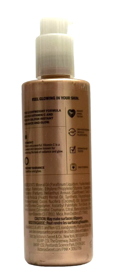 VICTORIA'S SECRET PINK COCO PEACH RADIANT BODY GLOW WITH VITAMIN C 8 FL ...