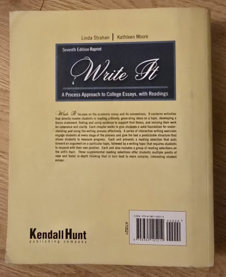Write It: College Essays Seventh Edition Reprint Paperback by Strahan ...
