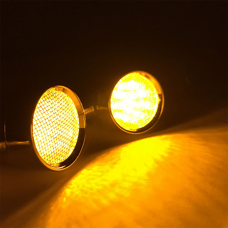 10mm 12V Mesh Cover Chrome AL Brake Running LED Turn Signals Amber ...