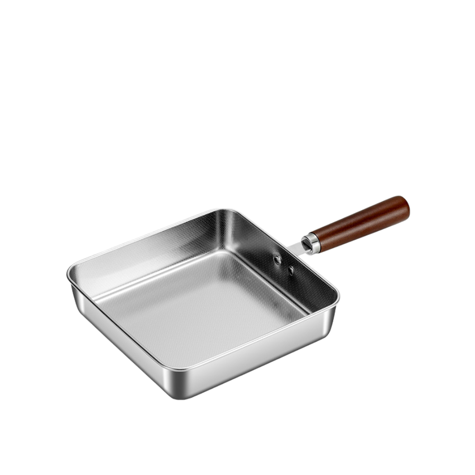 Flat Bottom Stainless Steel Frying Pan Square and Round with Compact ...