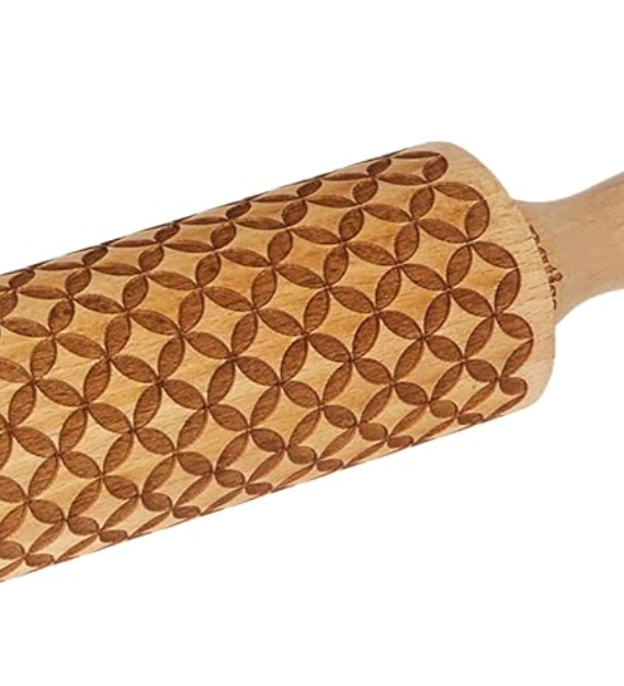 NEW - Patisse European Wooden Decorative Rolling Pin Embossed Diamond ...
