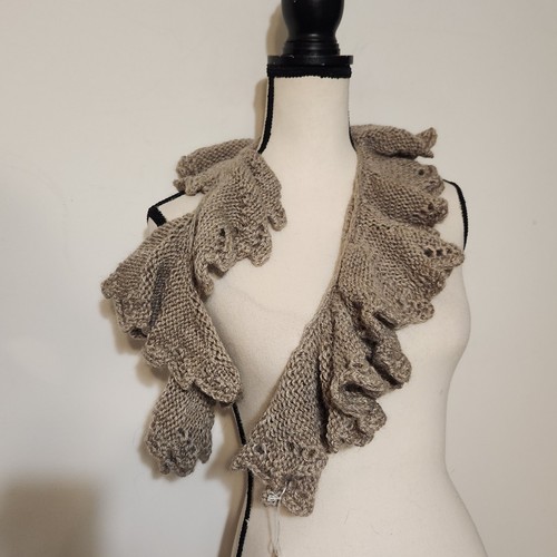 Hand Knit Mohair & Wool Ruffled Neck Muffler Scarf | eBay