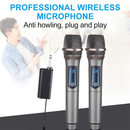 2x Wireless Microphone UHF Professional Handheld Mic System Receiver ...