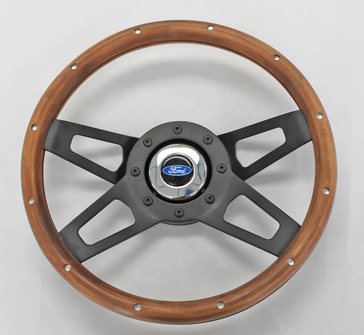 78-91 Ford F100 F150 F250 Bronco 13 1/2" 4 spoke wood on black steering ...