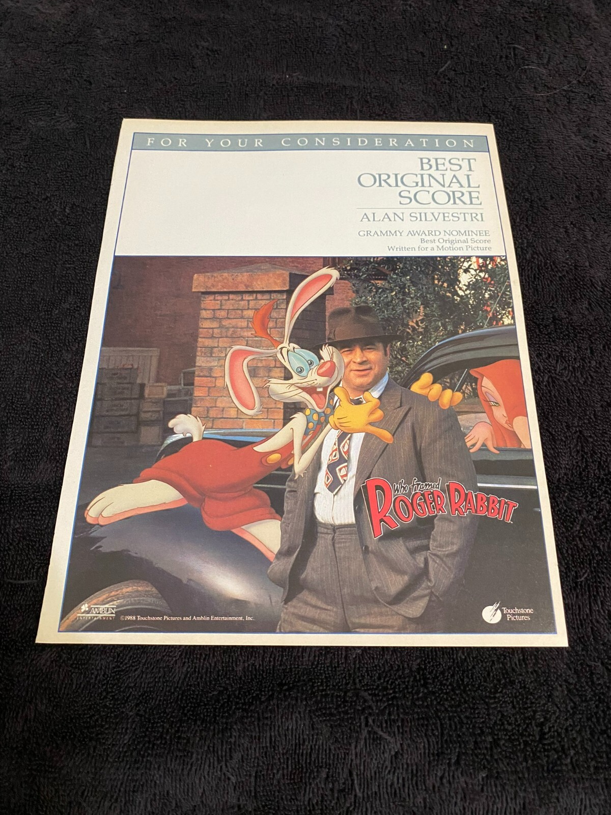 WHO FRAMED ROGER RABBIT? 1988 Oscar ad Bob Hoskins & Jessica Rabbit ...