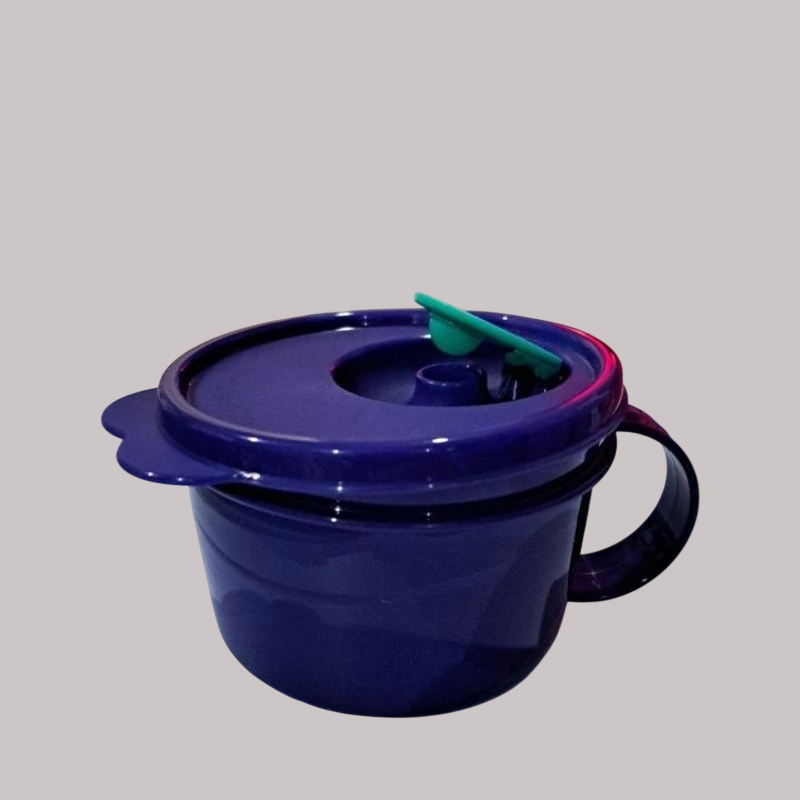2 Tupperware Dark Blue Round Plastic Microwaveble CystalWave Soup Mug ...