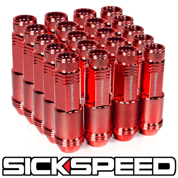 SICKSPEED 20 PC RED 90MM LONG STEEL EXTENDED LUG NUTS FOR WHEELS/RIMS ...