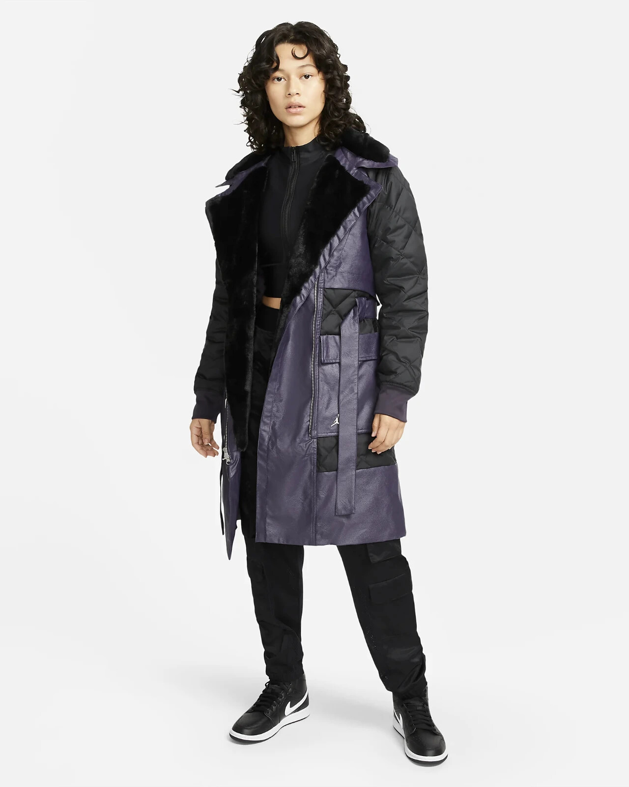 Nike Size 2XL $375 Air Jordan Luxury Faux Leather Parka Long Coat ...