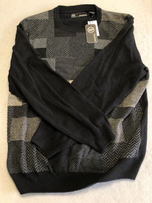 Weatherproof Sweater Men's 2XL Gray/Black Geometric Knit Pullover | eBay