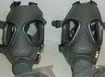 2 New NATO Finnish M9 style Military Gas Mask & Two expired 60mm ...
