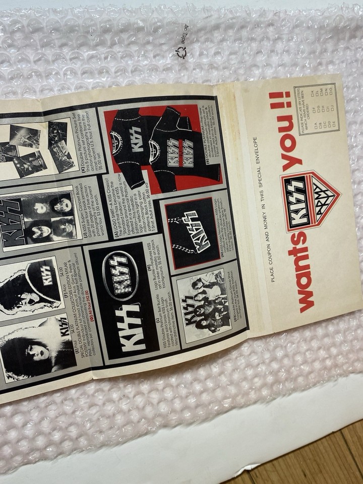 KISS⚡️DOUBLE PLATINUM VINYL -ARMY MERCH INSERT SHEET-AUCOIN 1978 | eBay