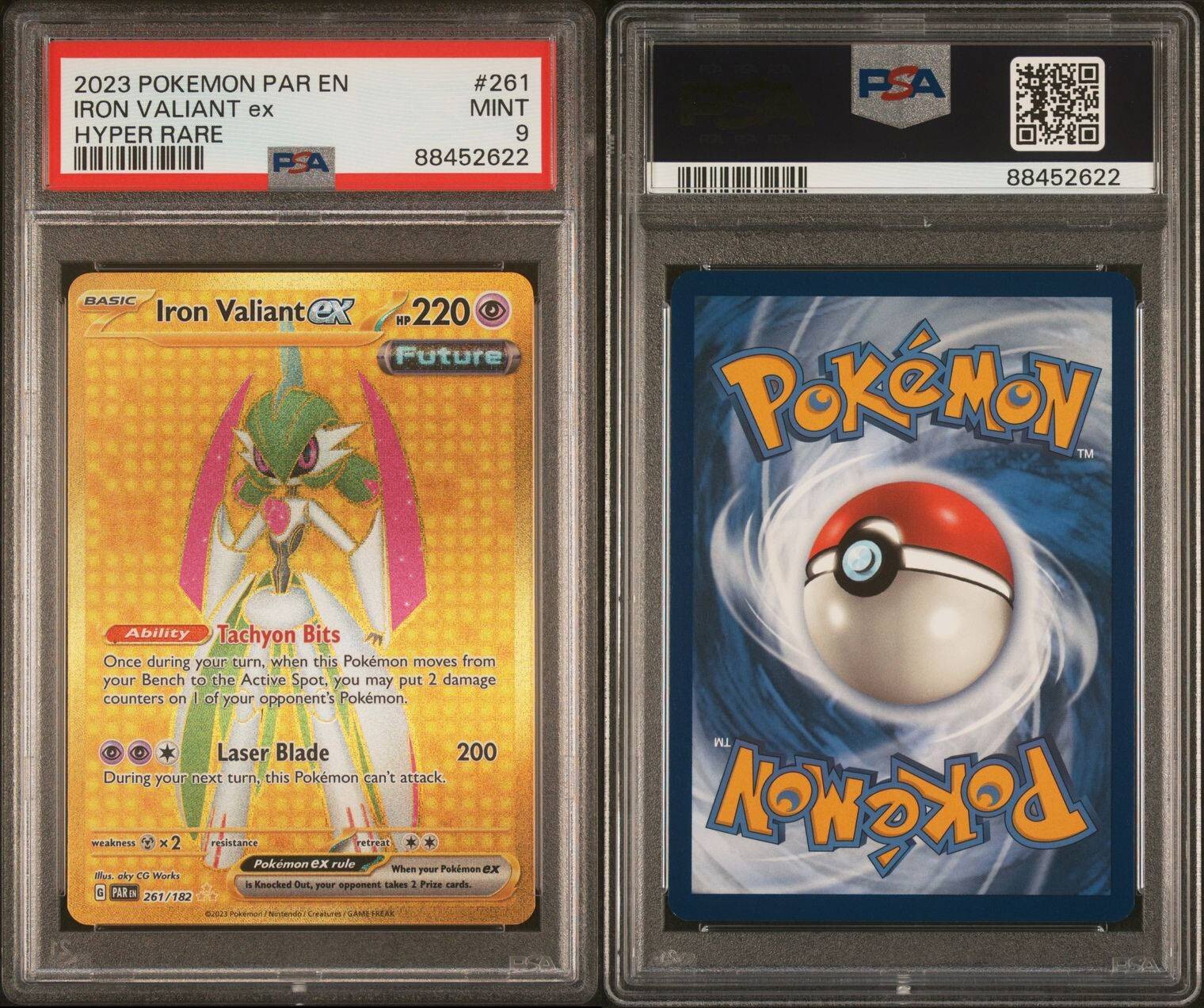 Pokémon TCG Paradox Rift Iron Valiant ex 261/182 Holo Hyper Rare PSA 9 ...