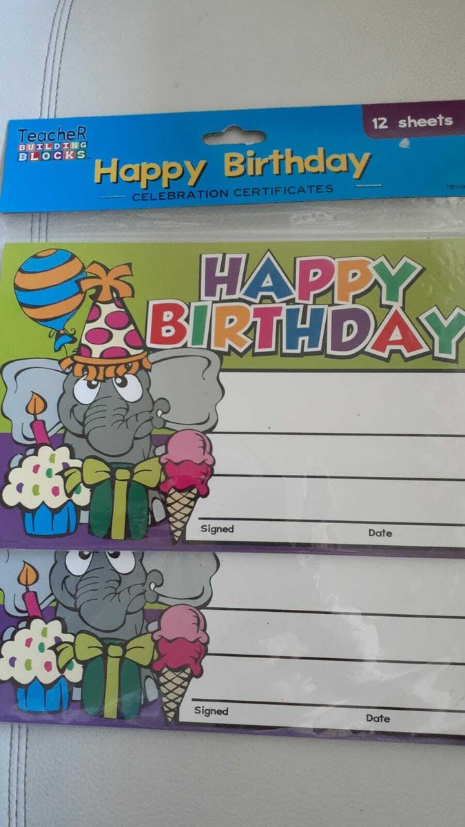 Preschool Birthday Certificates New 24 Happy Birthday Teacher Supplies