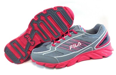 Youth Girls Kids Fila Radical Lite Grey Pink White CoolMax Sneakers ...