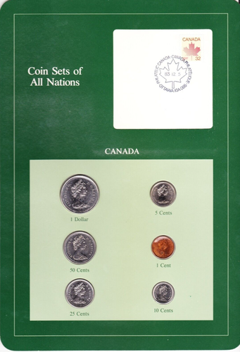 Coin Set All Nations CANADA UNCIRCULATED 1984 & 1985 1-50 Cent & Dollar ...