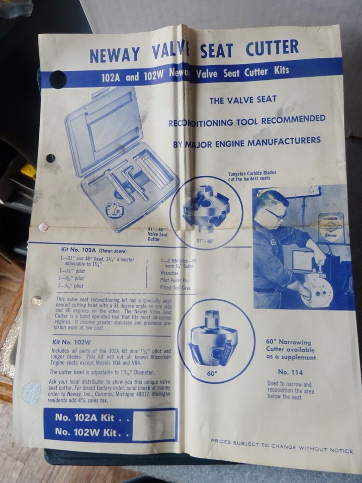 Neway Valve Seat Cutter 102A 5 Solid Pilots 102W Cutter | eBay