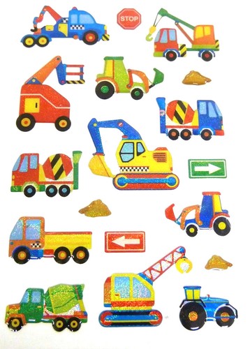 Digger Construction Stickers Kids Labels for Craft Decoration Card ...