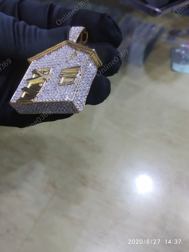 mens Trap House Custom Pendant 1.75ct Passing tester Moissanite Silver ...