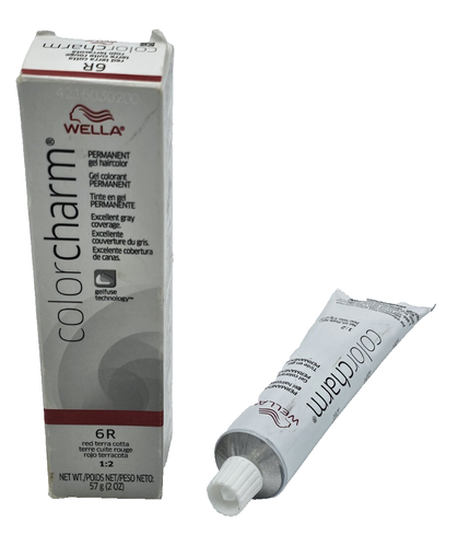WELLA SALON HAIR COLOR CHARM 6R Red Terra Cotta PERMANENT DYE GEL 2oz ...