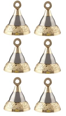 Brass Decorative Designer Bell for Pooja Rooms Pack of 6 Gold Silver ...