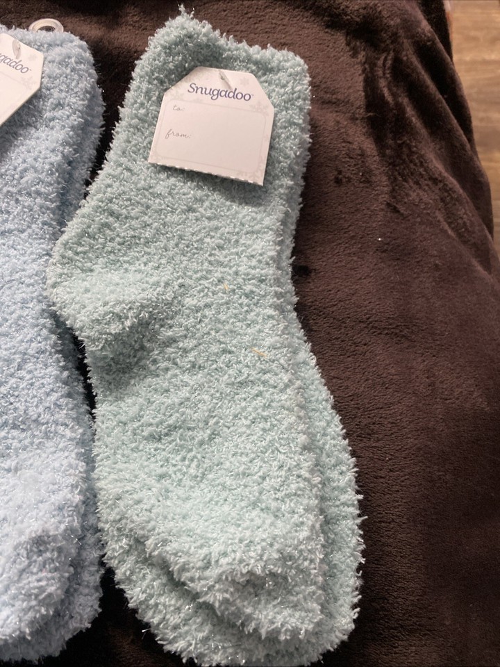 Snugadoo Super Soft LOT OF 2 PAIRS Blue & Green Sparkle Socks Women's ...