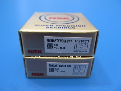 NSK 7000CTYNSULP4 Abec-7 Super Precision Spindle Bearings. Matched Set ...